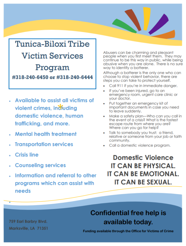 Victim Services | Tunica-Biloxi Tribe of Louisiana | Marksville, LA